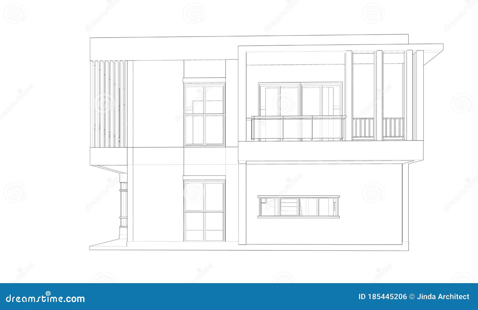 Illustration of Building Design in Wireframe Stock Illustration ...