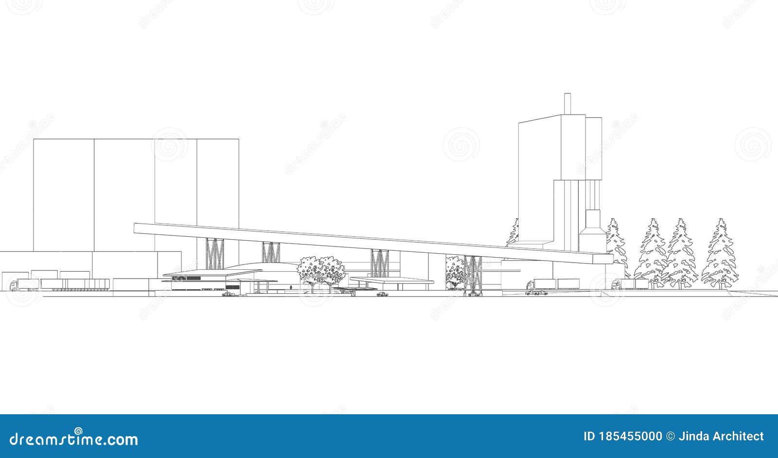 Illustration of Building Design in Wireframe Stock Illustration ...