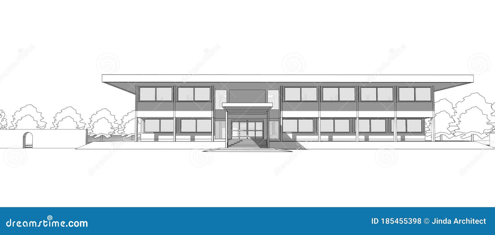 Illustration of Building Design in Wireframe Stock Illustration ...