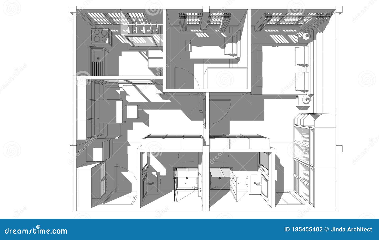 Illustration of Building Design in Wireframe Stock Illustration ...
