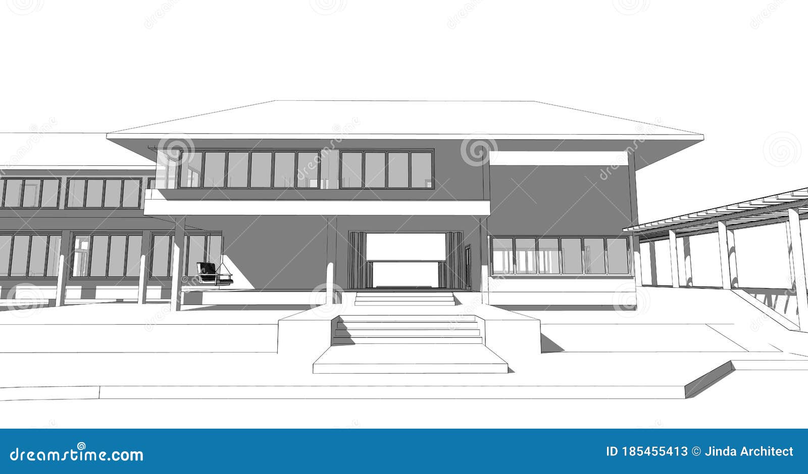 Illustration of Building Design in Wireframe Stock Illustration ...