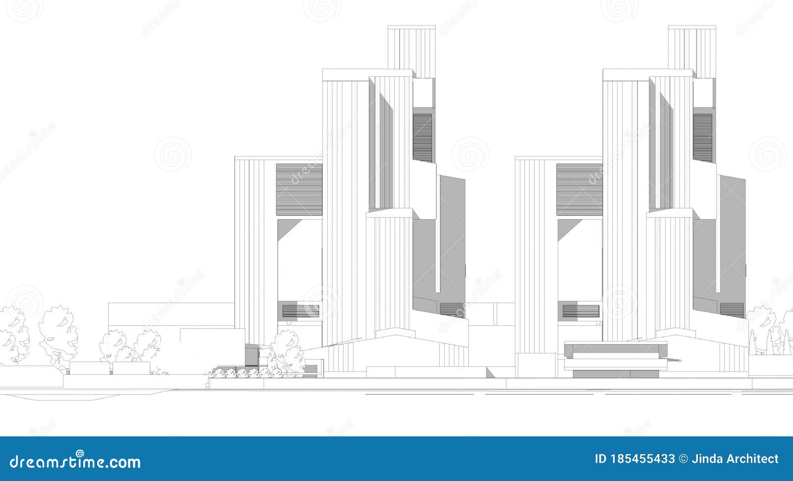 Illustration of Building Design in Wireframe Stock Illustration ...