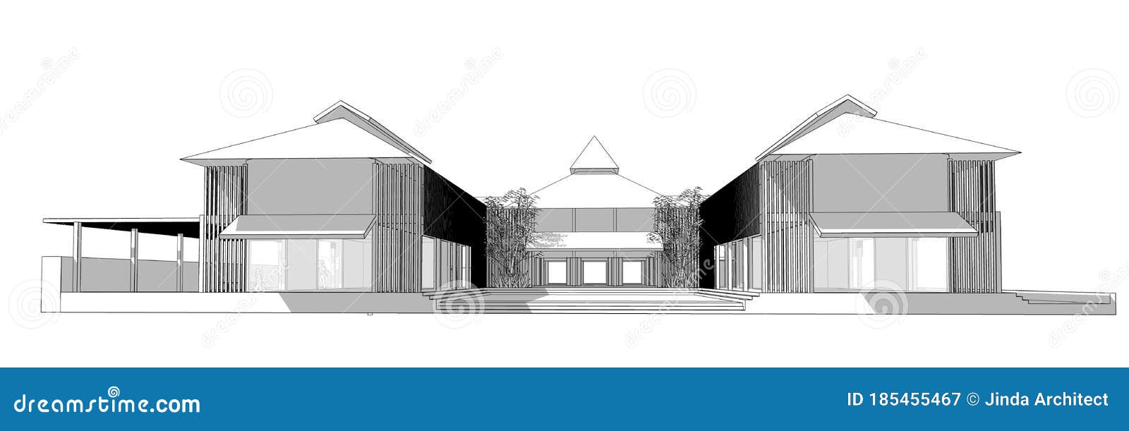 Illustration of Building Design in Wireframe Stock Illustration ...