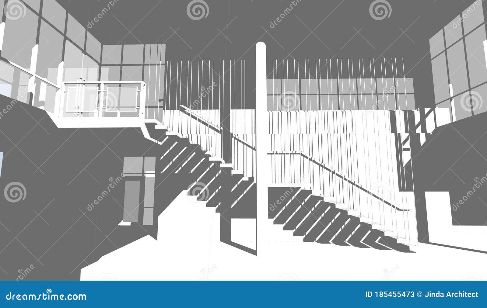 Illustration of Building Design in Wireframe Stock Illustration ...
