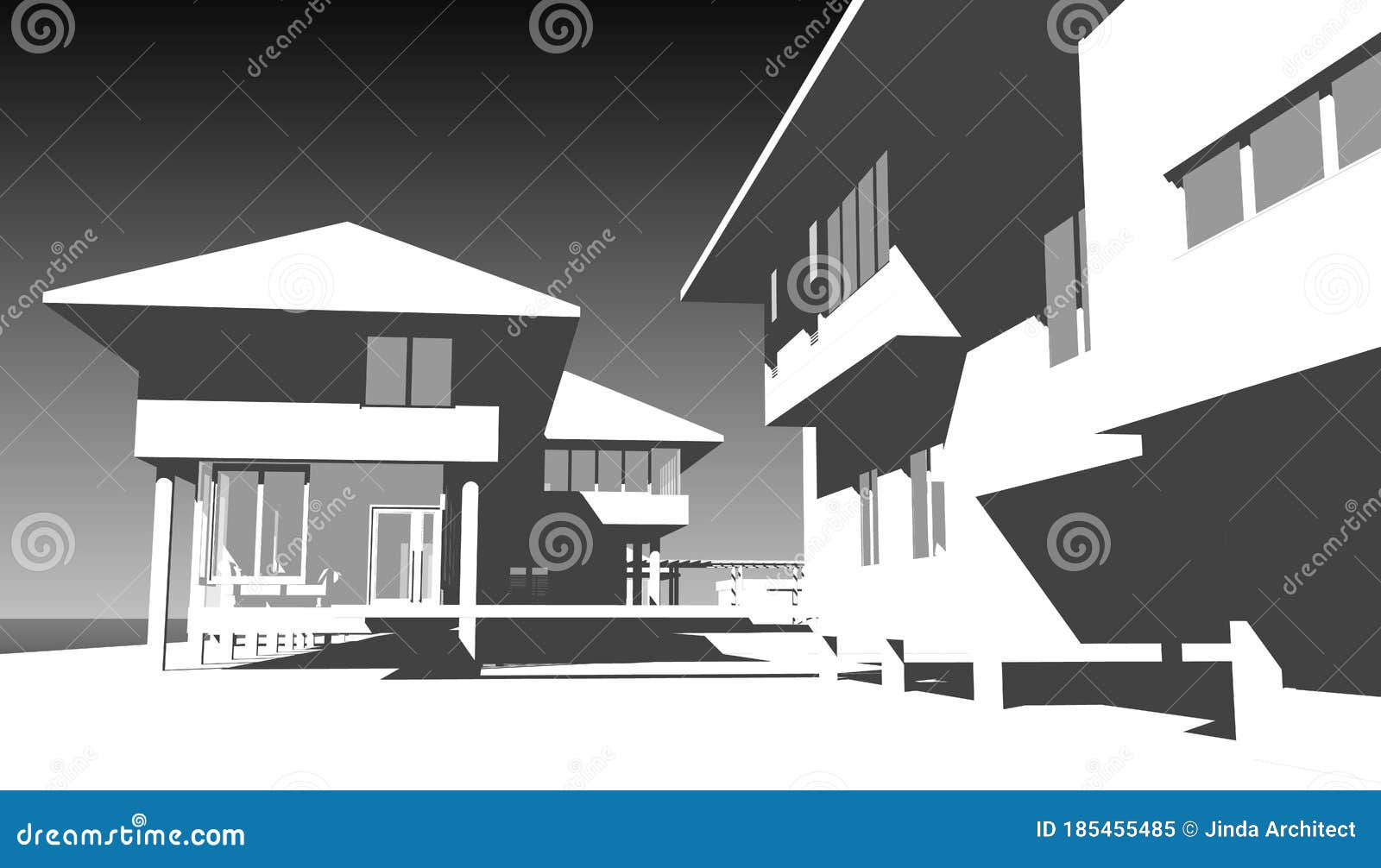 Illustration of Building Design in Wireframe Stock Illustration ...