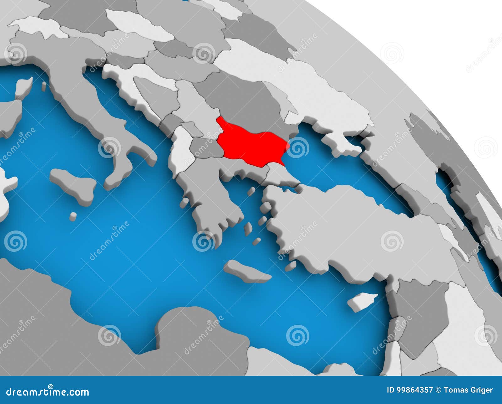 Bulgaria in red on map stock illustration. Illustration of symbol ...