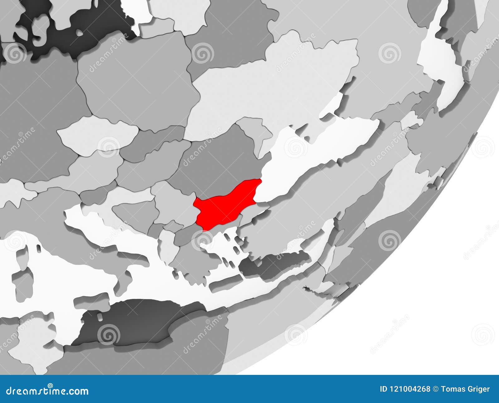 Bulgaria in Red on Grey Map Stock Illustration - Illustration of ...