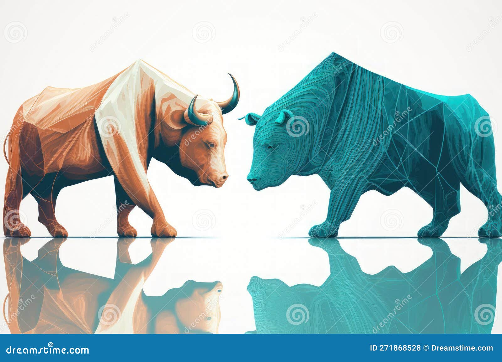 Illustration of a Bull and Bear Stock Market Movement on a White ...