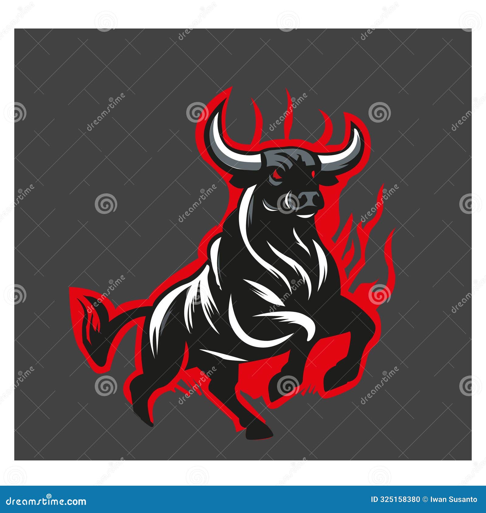 Illustration of a Bull with Burning Fire Stock Illustration ...