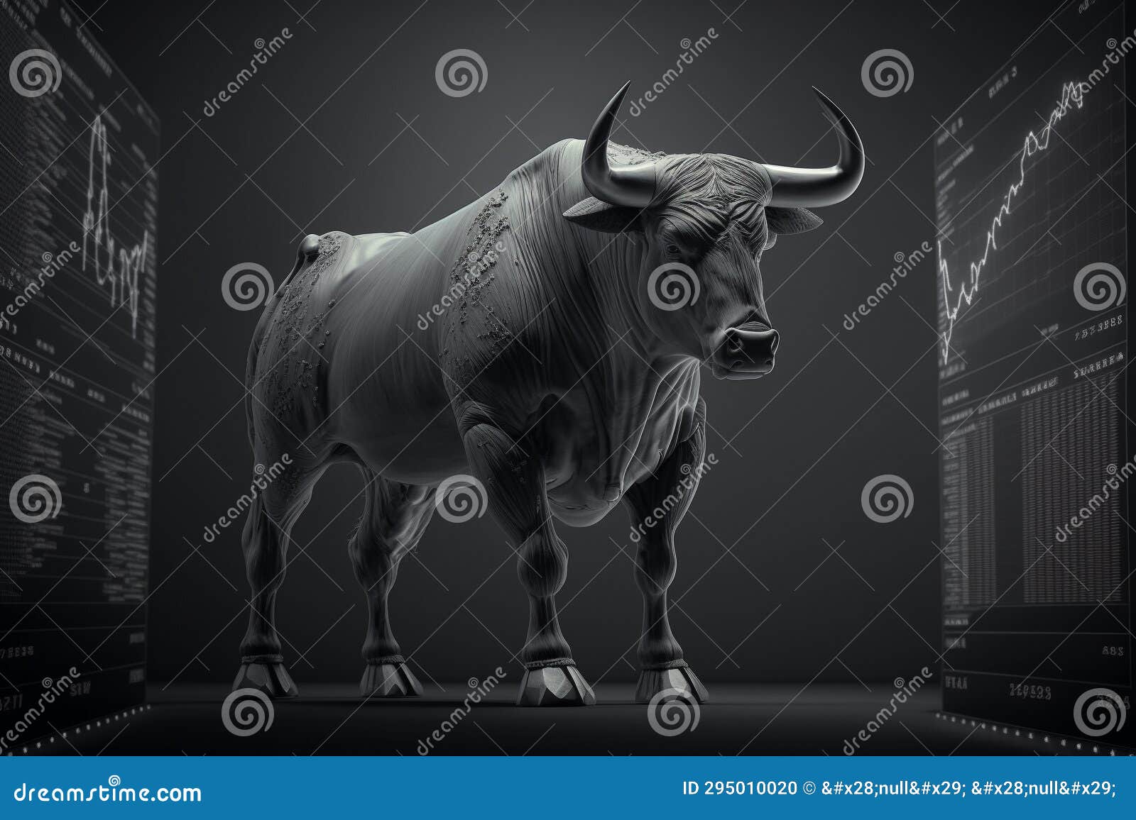 Illustration of a Bull in Front of a Stock Market Graphic.Concept Stock ...