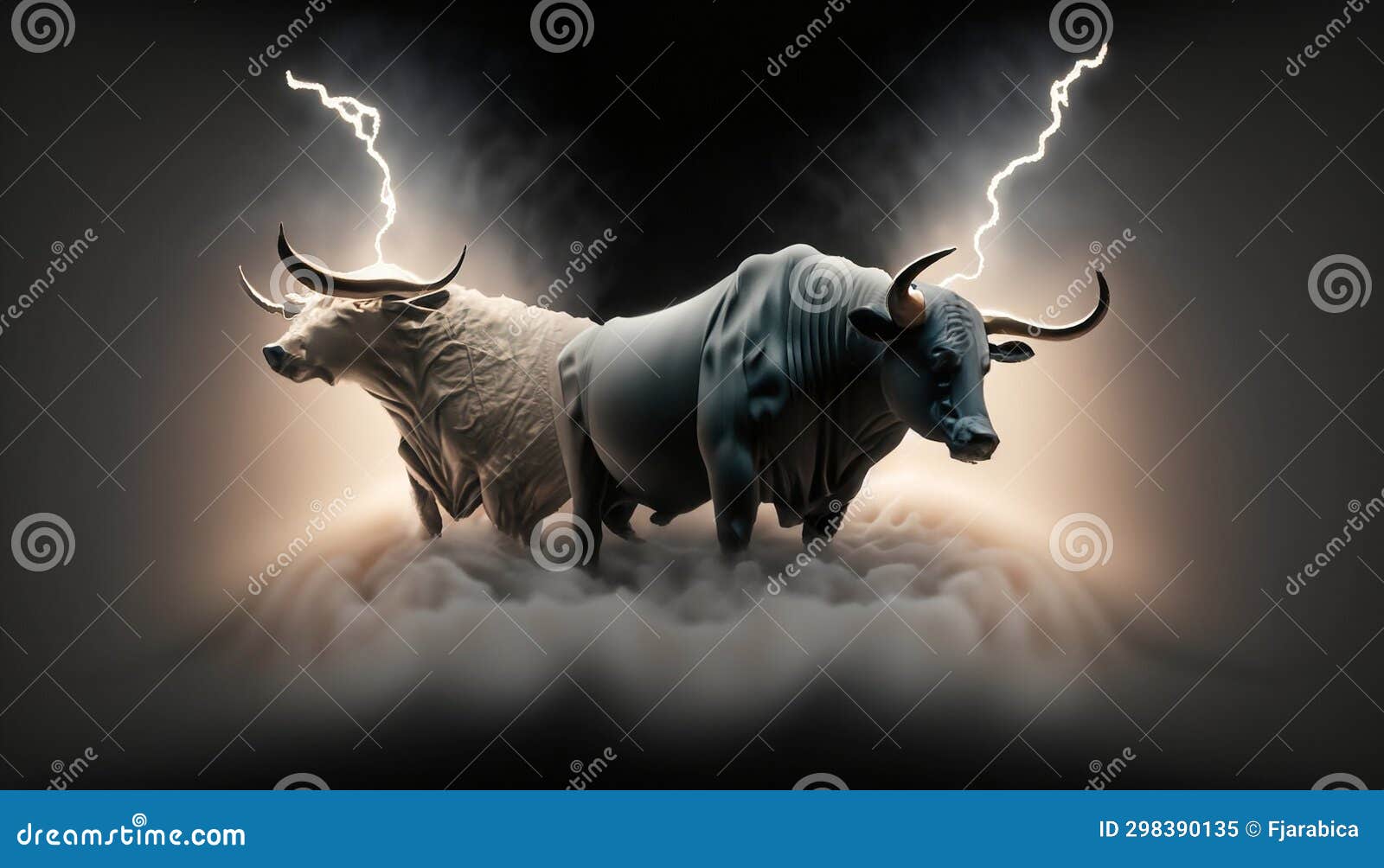 Illustration of a Bull with Lightning Stock Illustration - Illustration ...