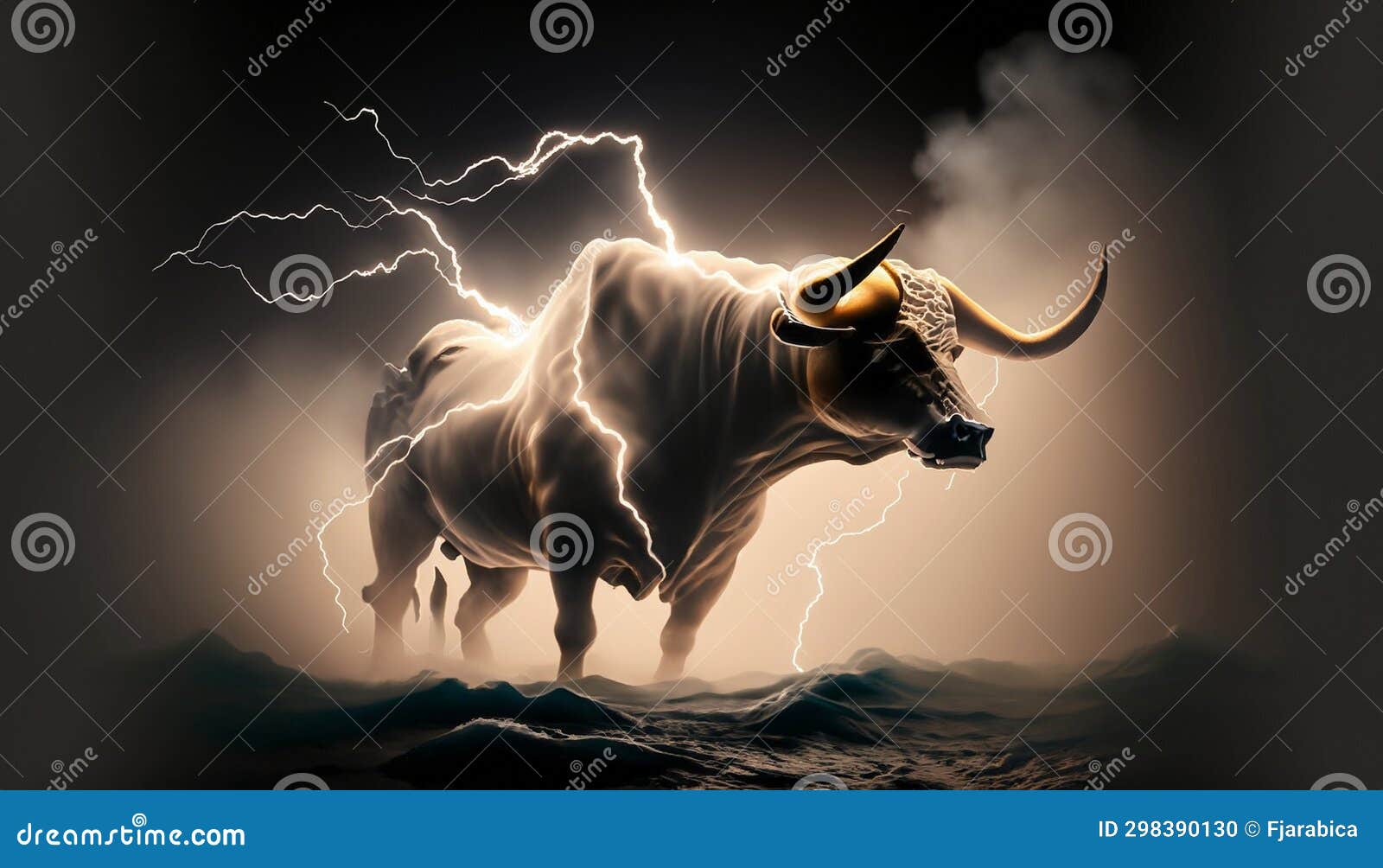 Illustration of a Bull with Lightning Stock Illustration - Illustration ...