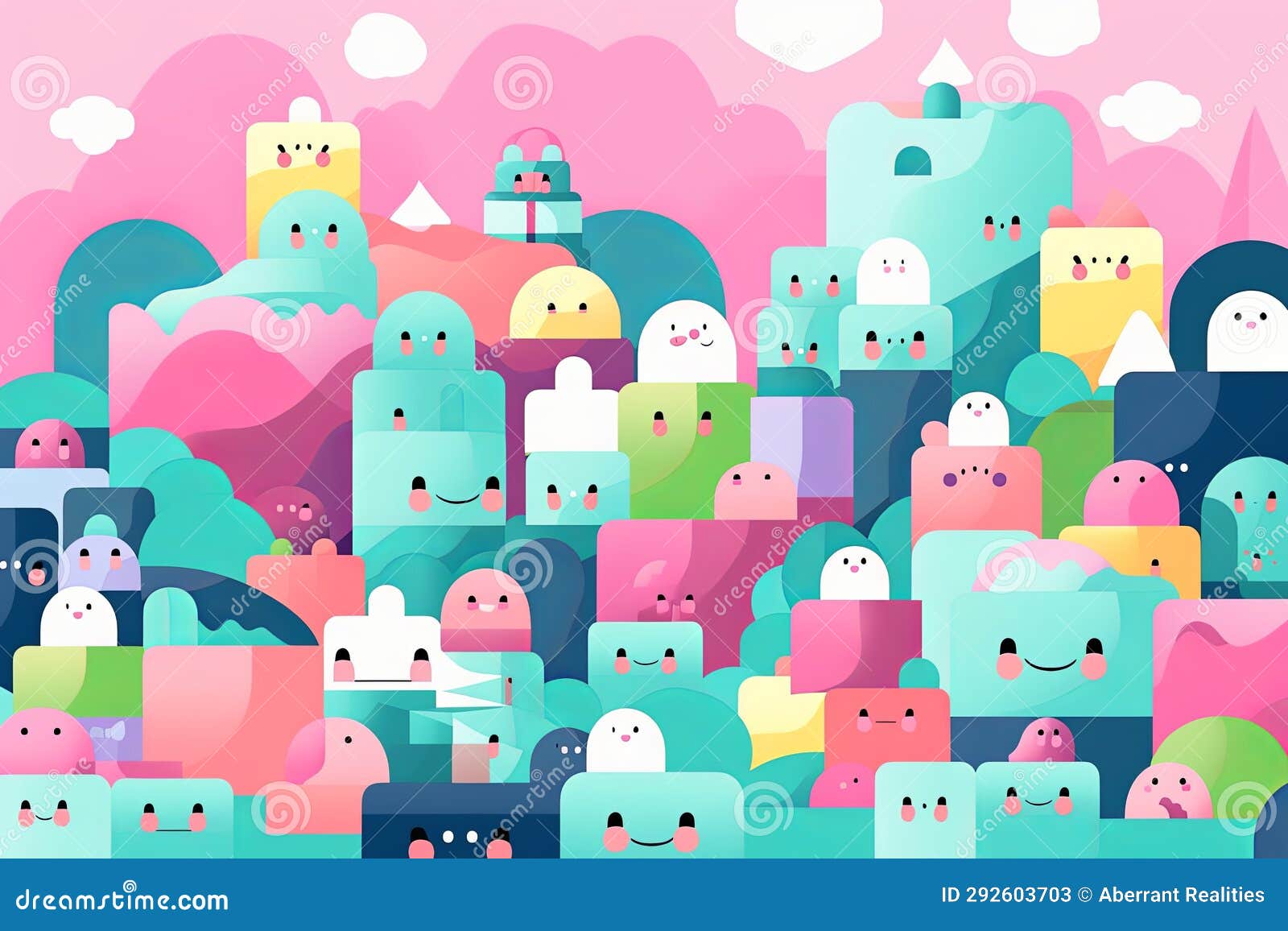 An Illustration of a Bunch of Cartoon Characters Stock Illustration ...
