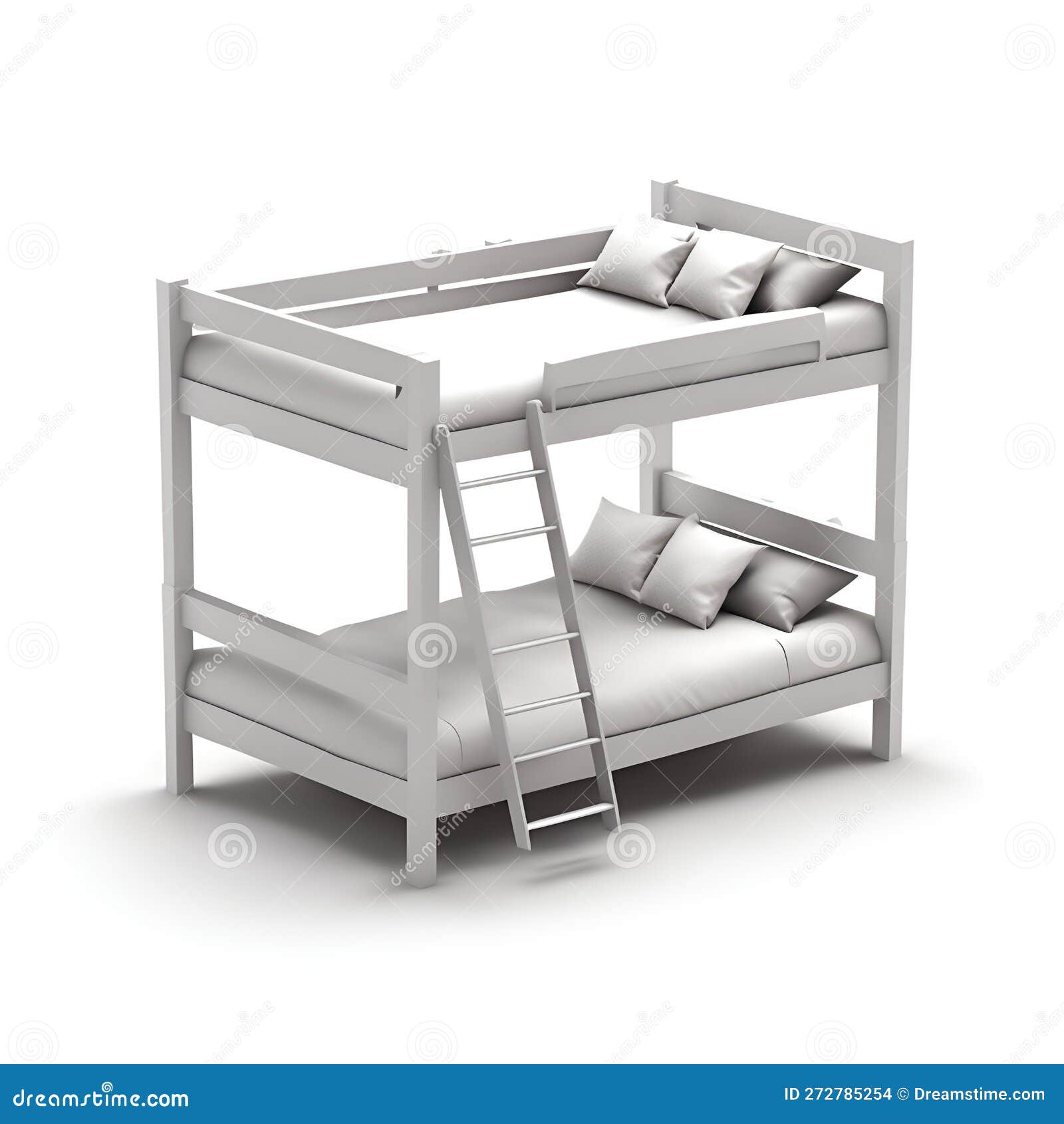 Illustration of a Bunk Bed Complete with Mattress, Sheets and Pillows ...