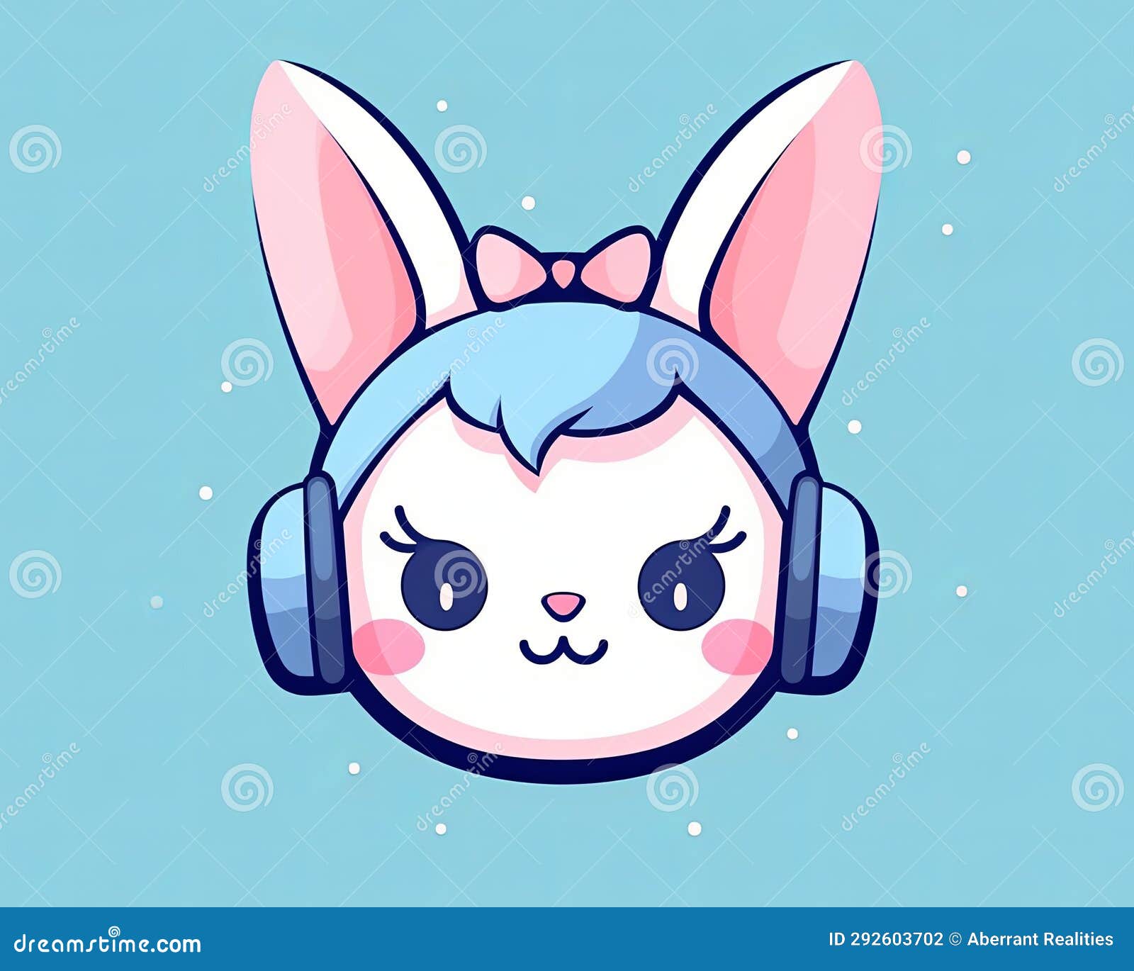 An Illustration of a Bunny Wearing Headphones Stock Illustration ...