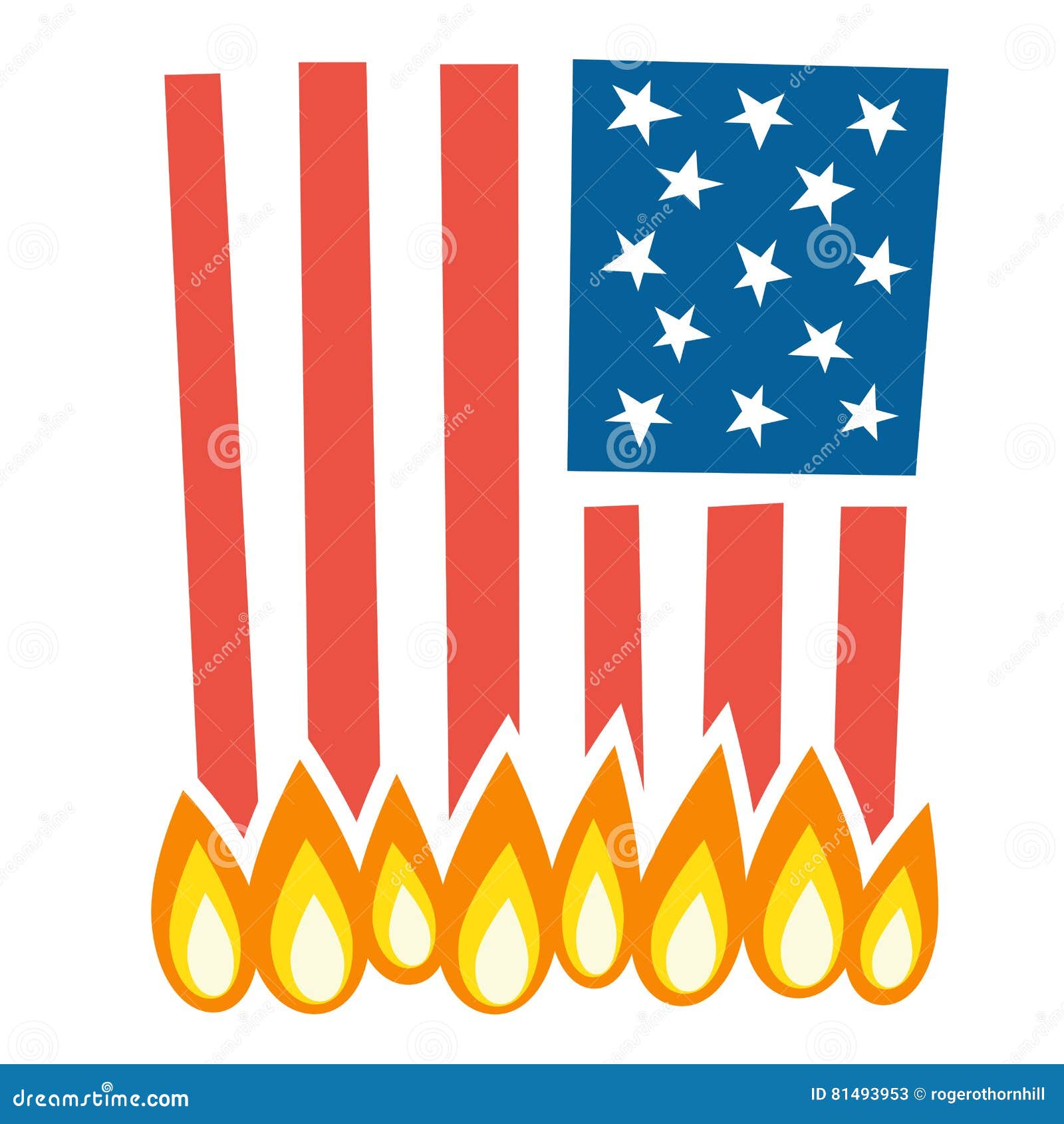 Illustration of Burning American Flag Stock Vector - Illustration of ...
