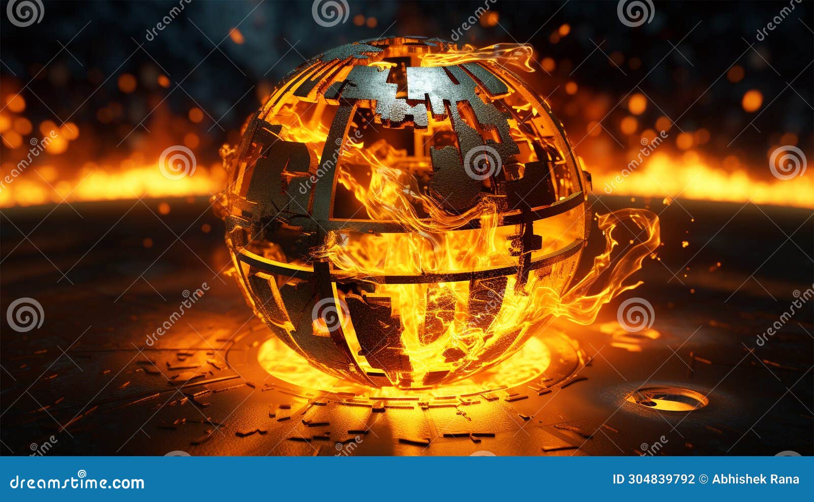 An Illustration of a Burning Globe Stock Illustration - Illustration of ...