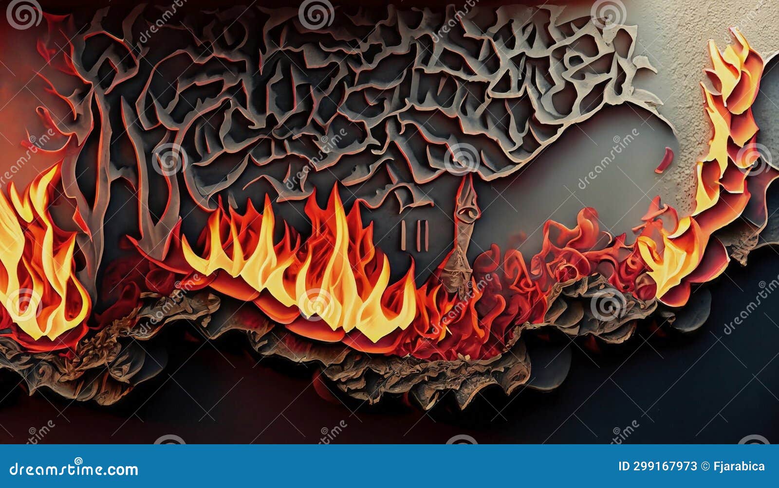 Illustration of a Burning Hell with Dark Figures Stock Illustration ...