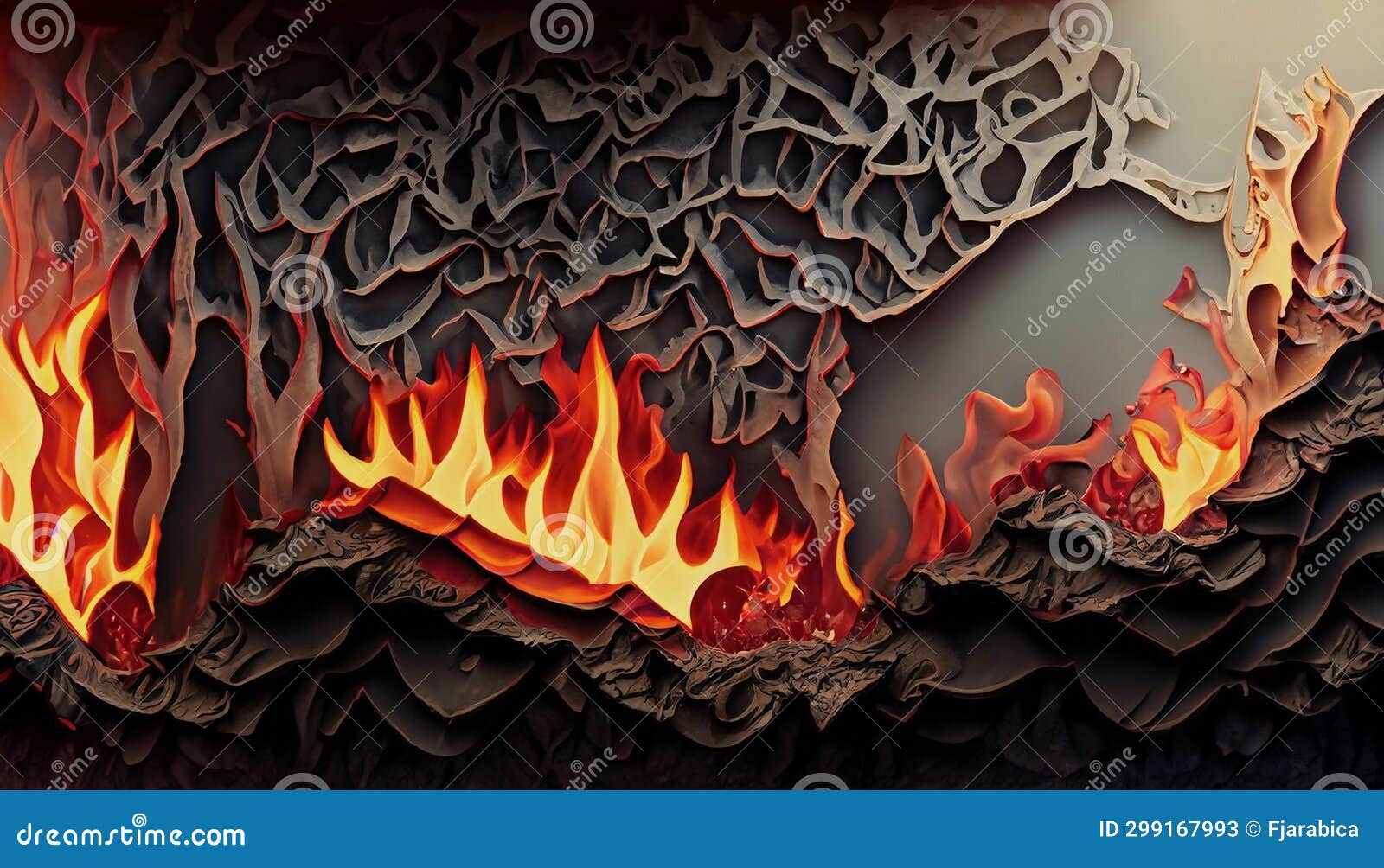 Illustration of a Burning Hell with Dark Figures Stock Illustration ...