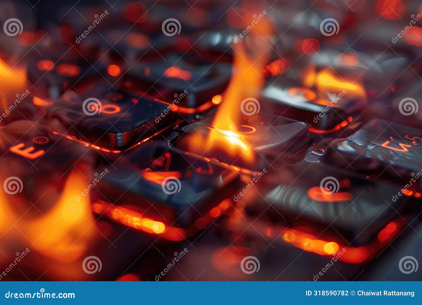 Illustration of Burning Keyboard in Fire Flames. Stock Illustration ...