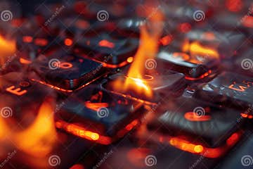 Illustration of Burning Keyboard in Fire Flames. Stock Illustration ...
