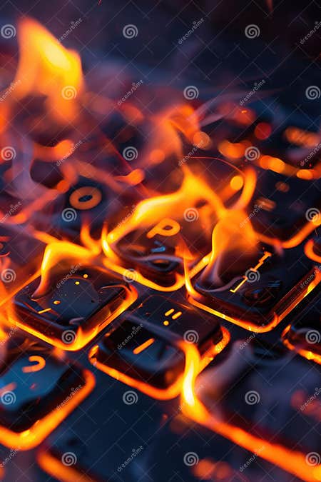 Illustration of Burning Keyboard in Fire Flames. Stock Illustration ...