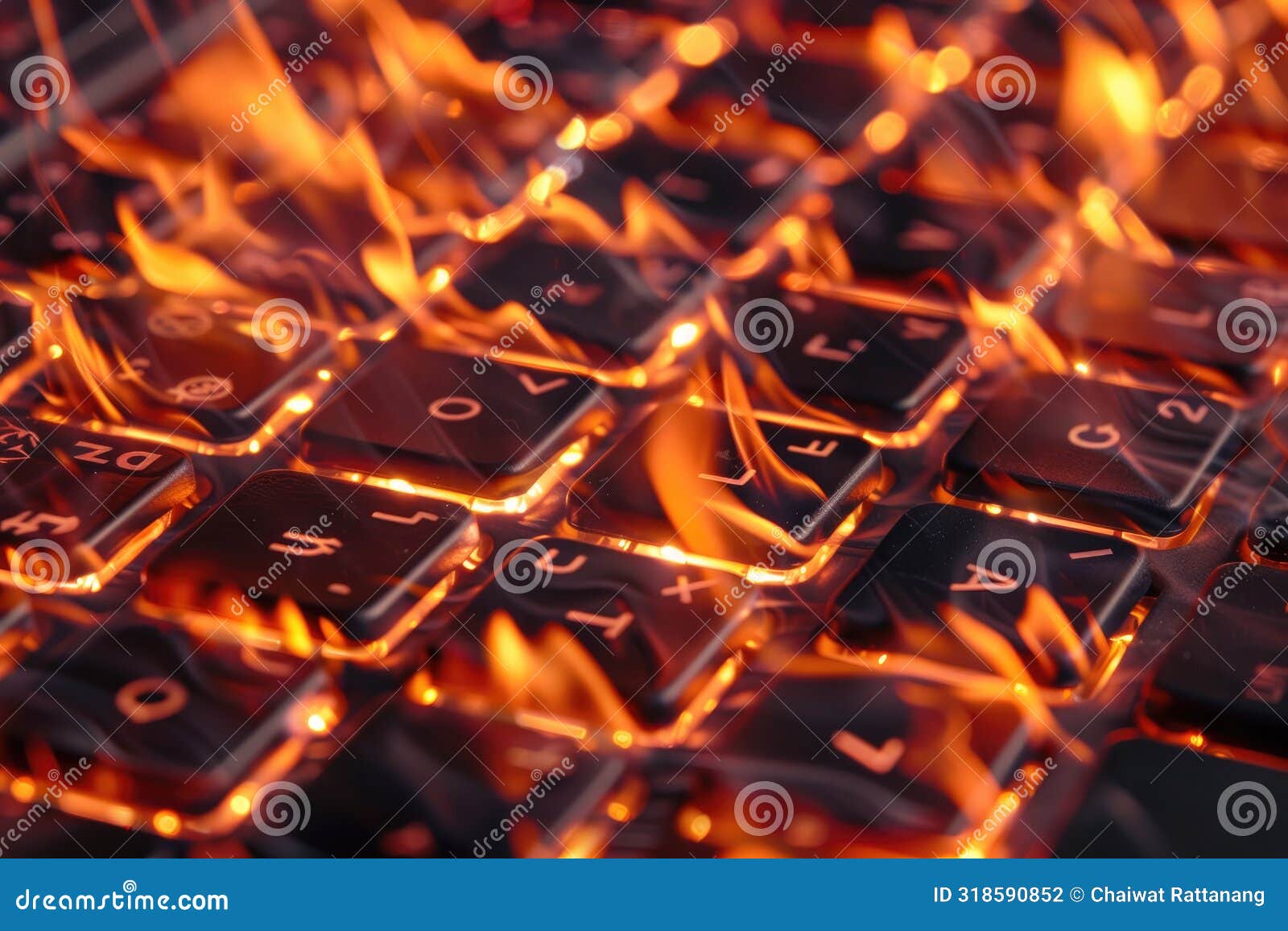 Illustration of Burning Keyboard in Fire Flames. Stock Illustration ...