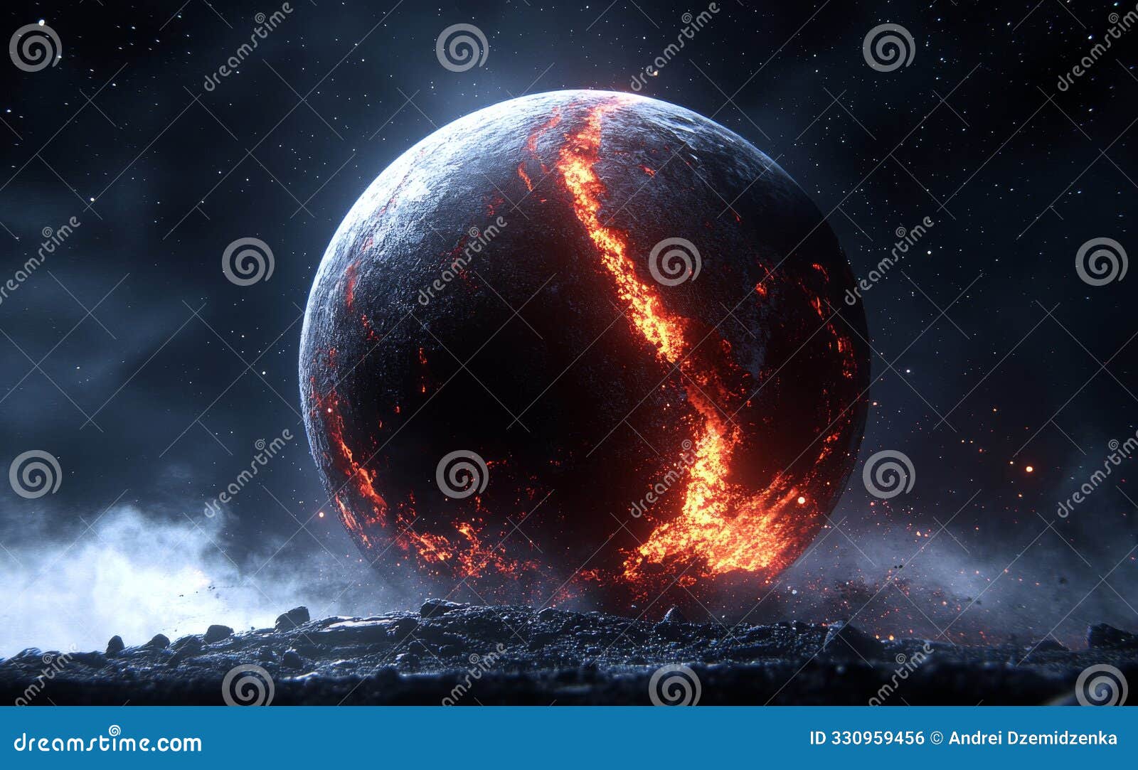 An Illustration of Burning Planet Earth Covered in Fire and Lava in 5K ...