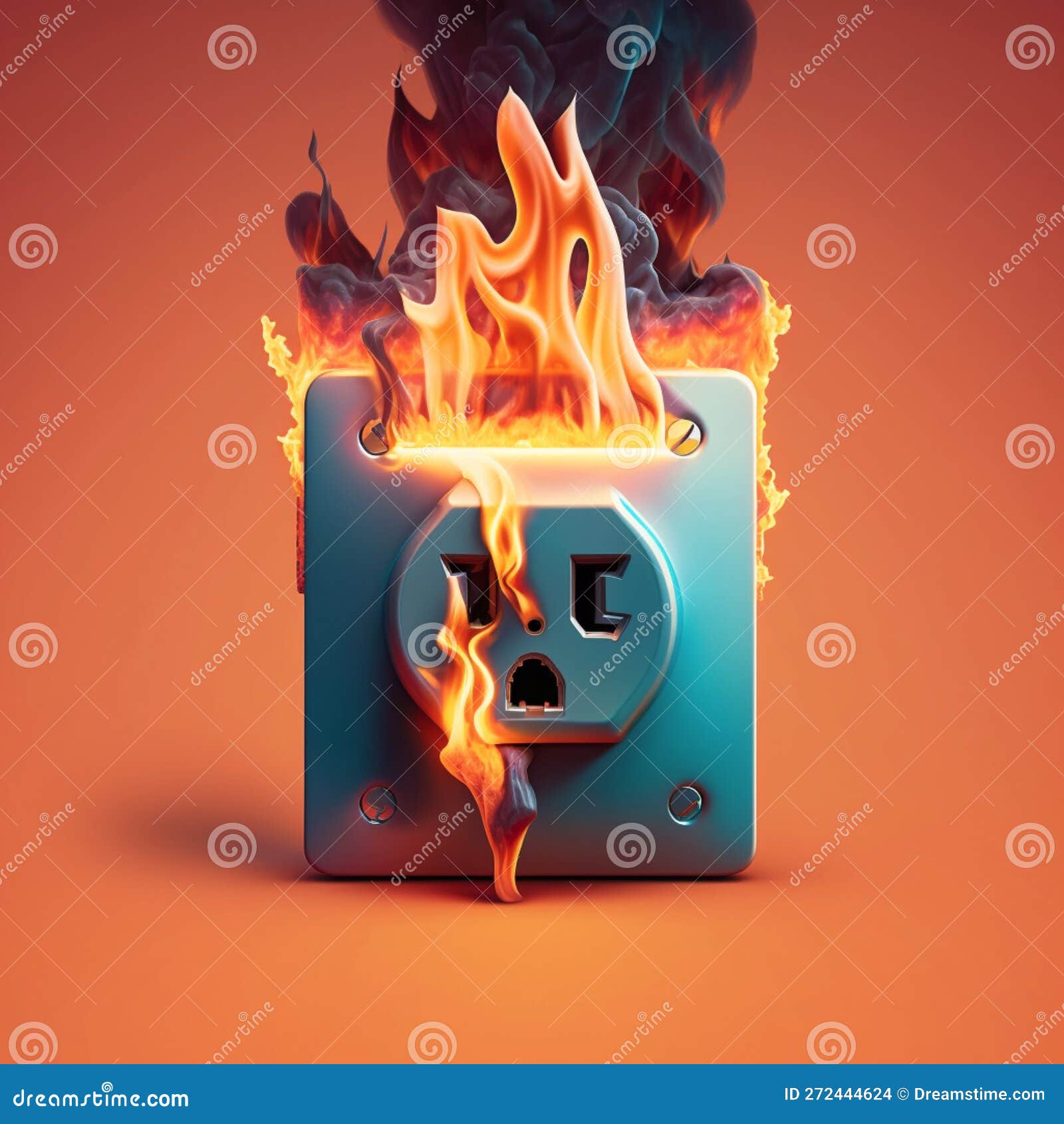 Illustration of a Burning Power Socket Ai, Generative Stock ...