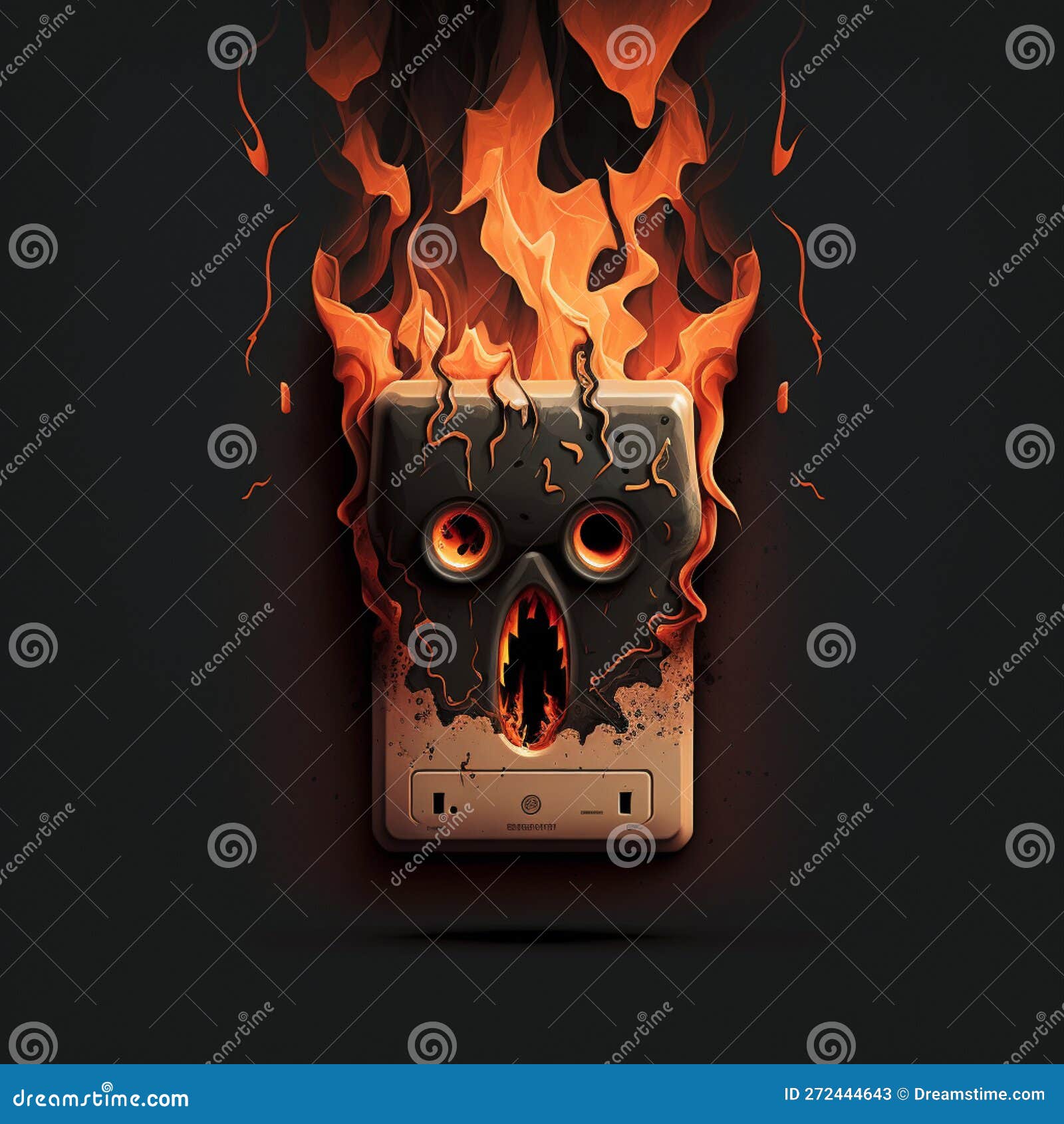 Illustration of a Burning Power Socket Ai, Generative Stock ...