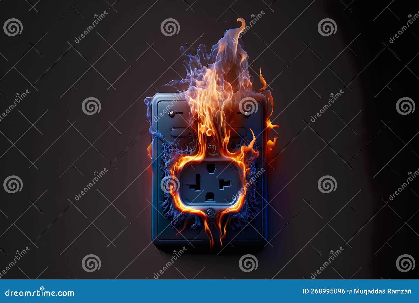 Illustration of a Burning Power Socket Fire on Power Socket Created by ...