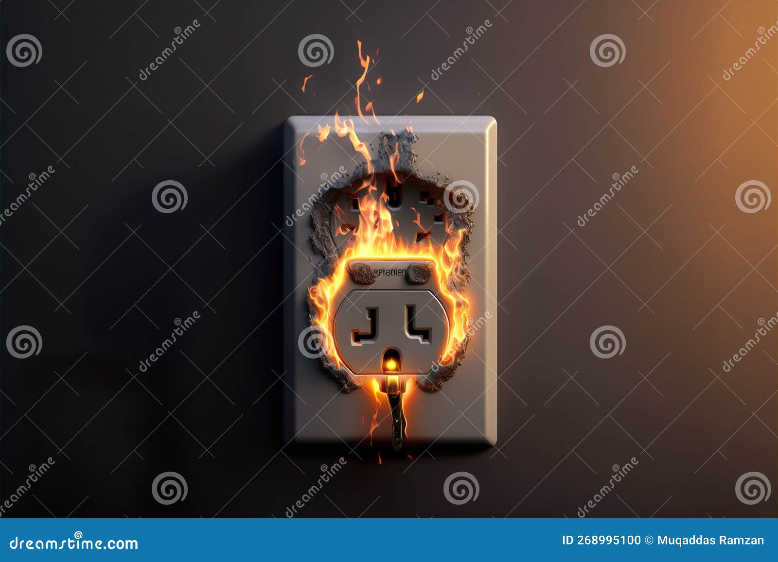 Illustration of a Burning Power Socket Fire on Power Socket Created by ...