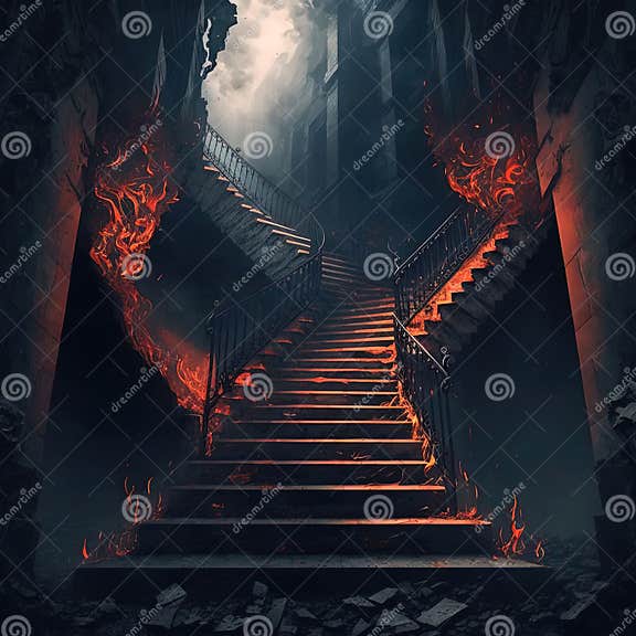 Illustration of Burning Stairs To the Hell Stock Illustration ...