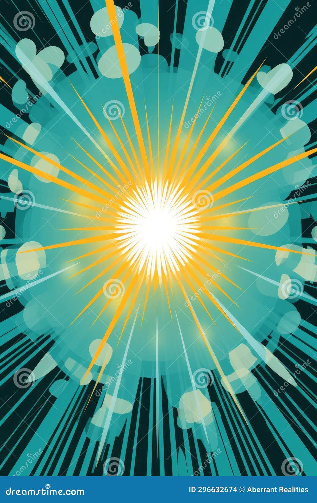 An Illustration of a Burst of Light in a Blue and Yellow Background ...
