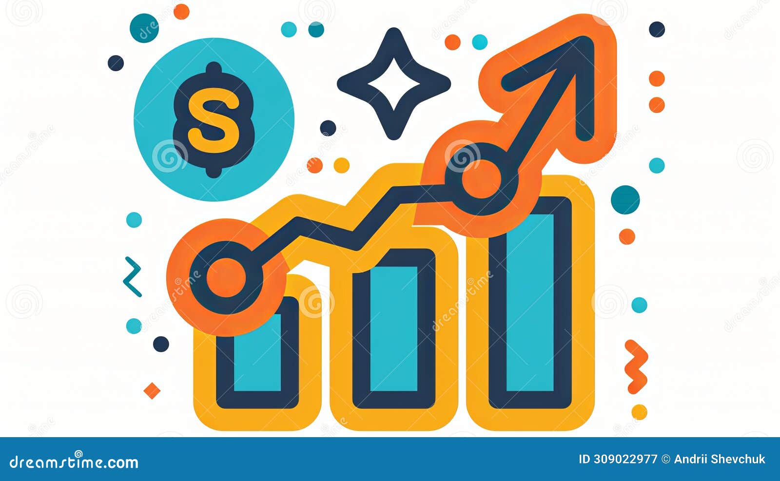 Illustration of a Business Graph with Dollar Symbol and Dollar Sign on ...