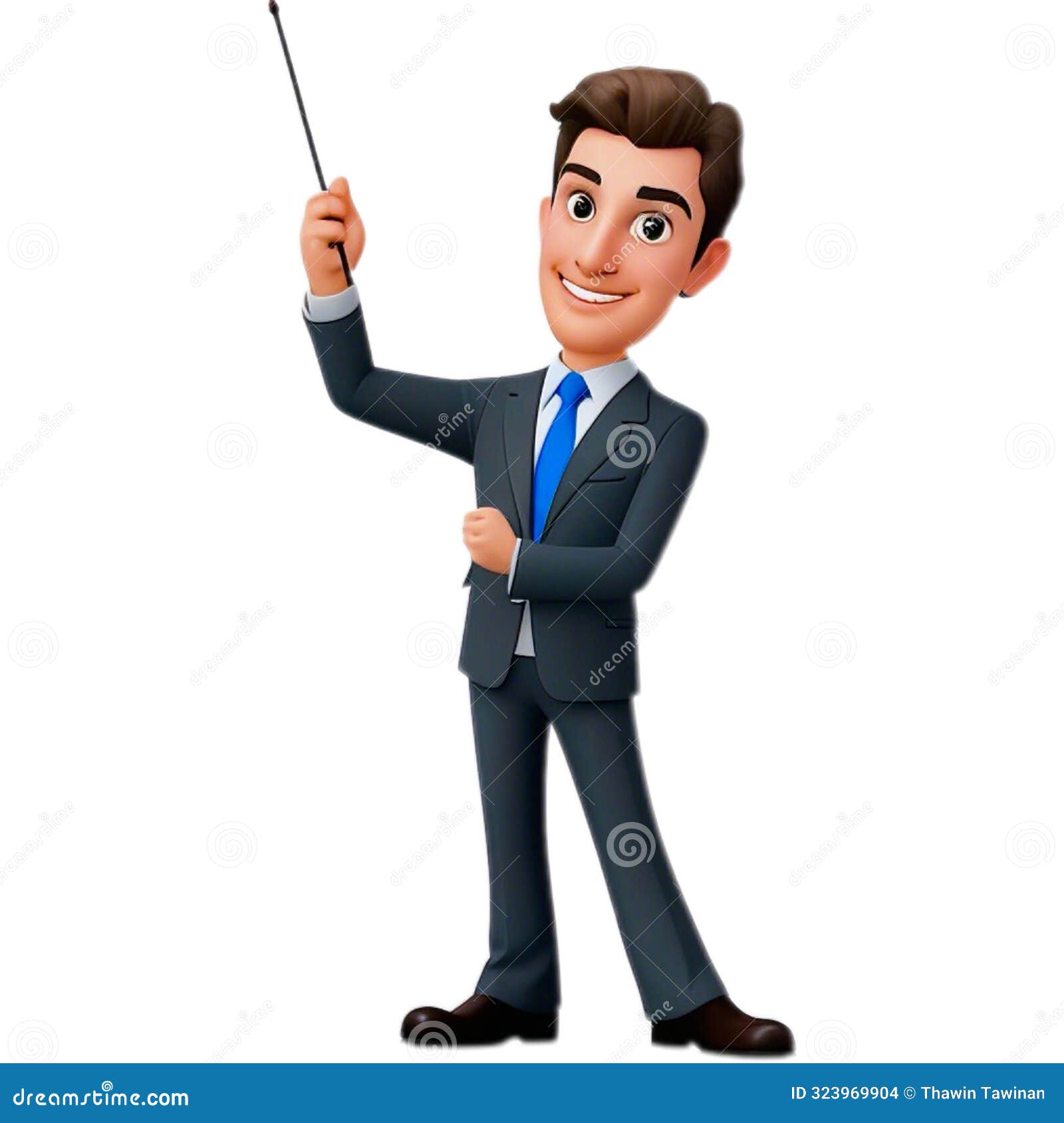 Illustration of a Business Manager Making Gestures with a Pointer Stick ...