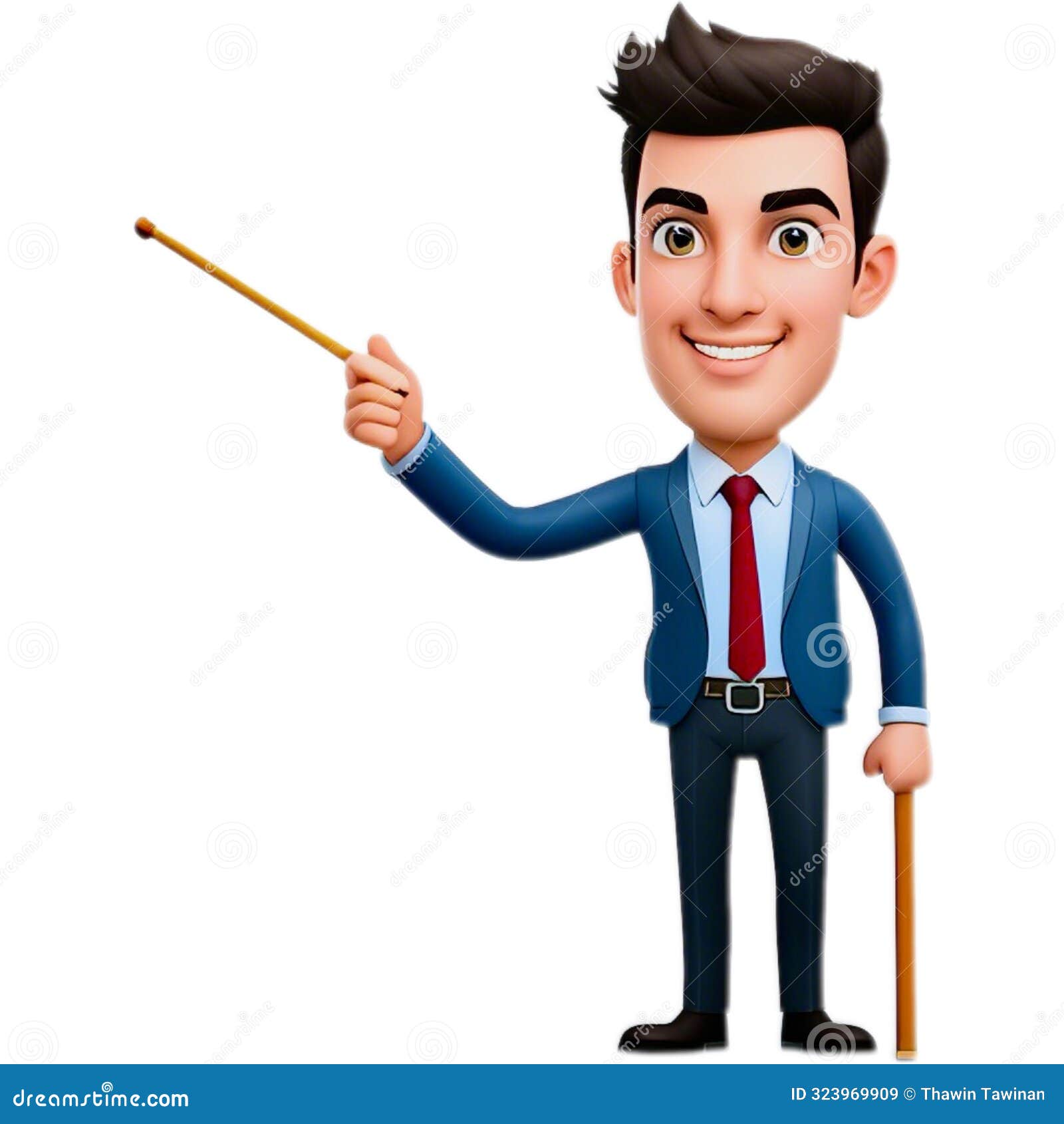 Illustration of a Business Manager Making Gestures with a Pointer Stick ...