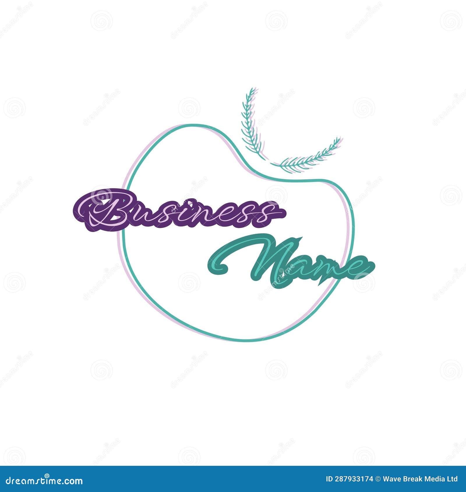 Illustration of Business Name Text with Leaves and Abstract Pattern on ...