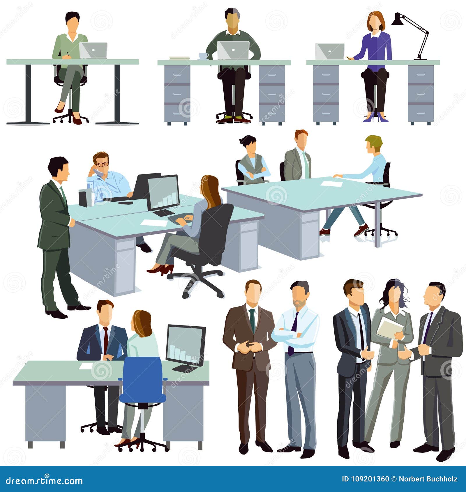 Office cooperation stock vector. Illustration of drawing - 109201360