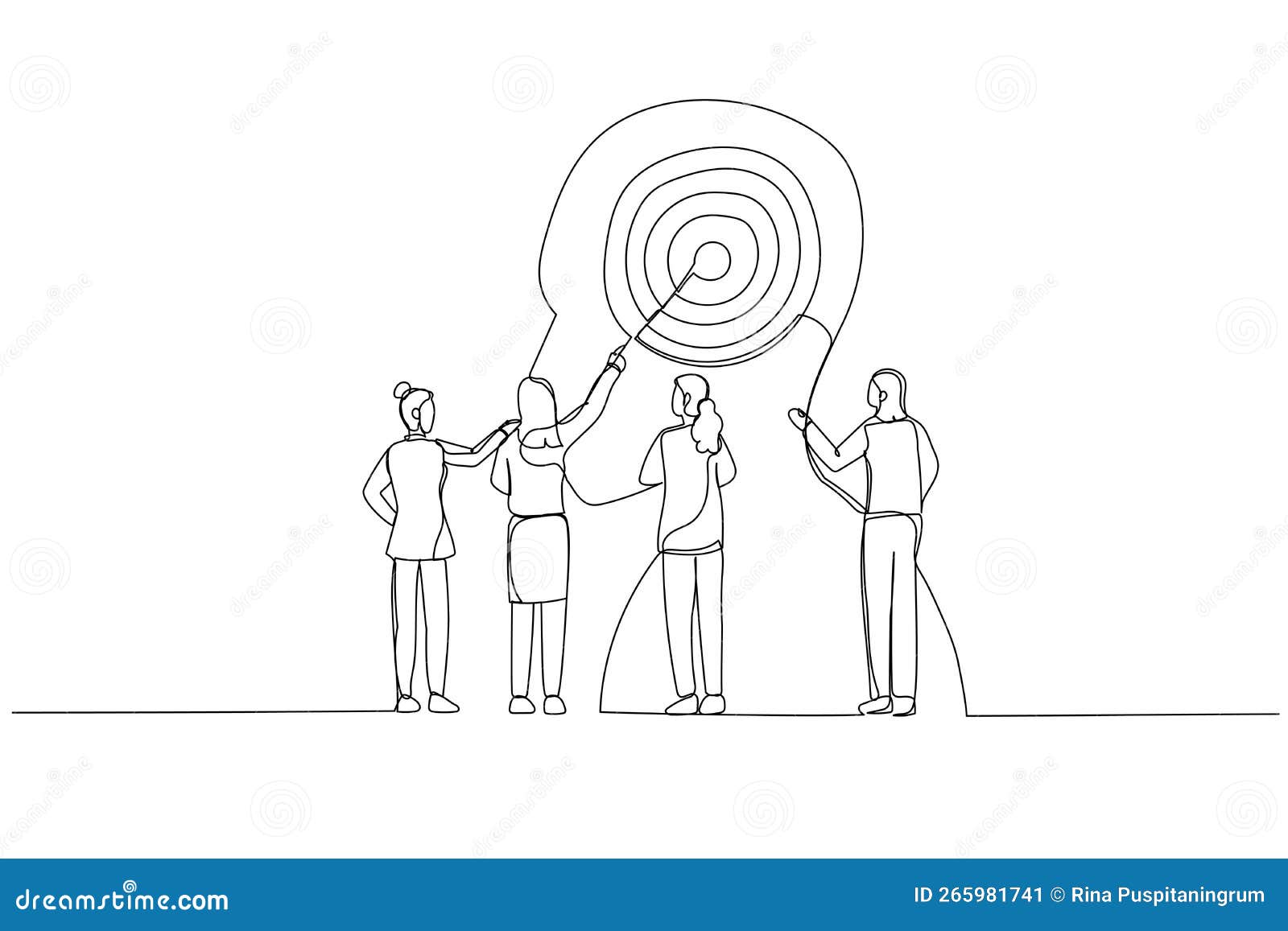 Illustration of Business Woman Target Customer and Develop Marketing ...