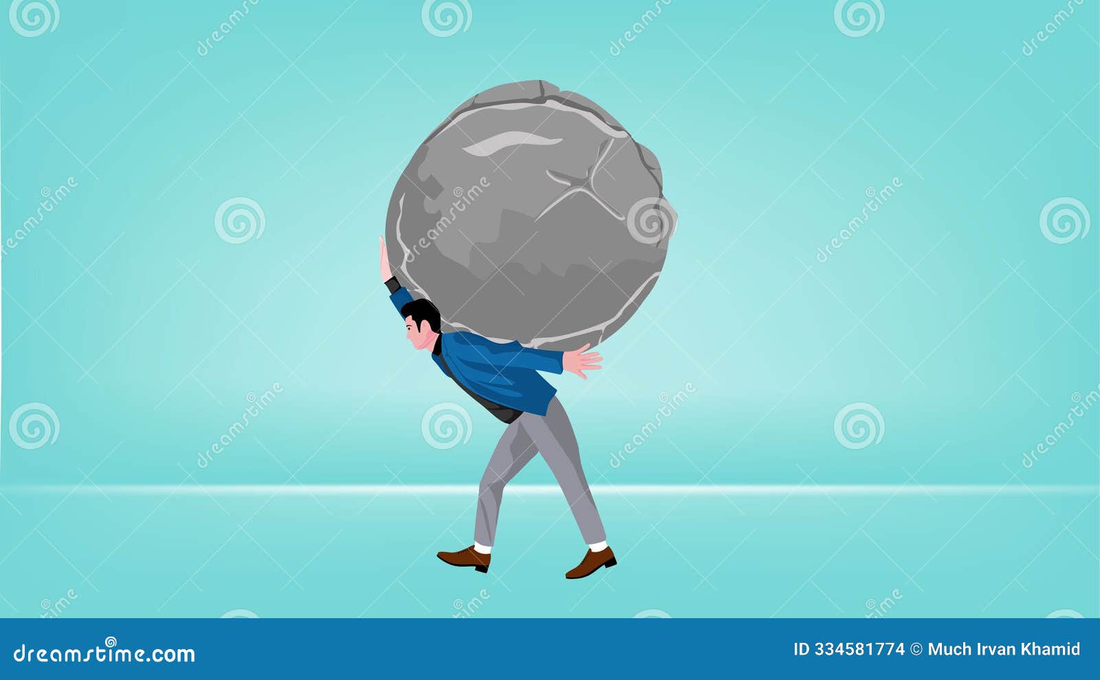 Illustration of a Businessman Lifting a Large Stone Suitable for ...