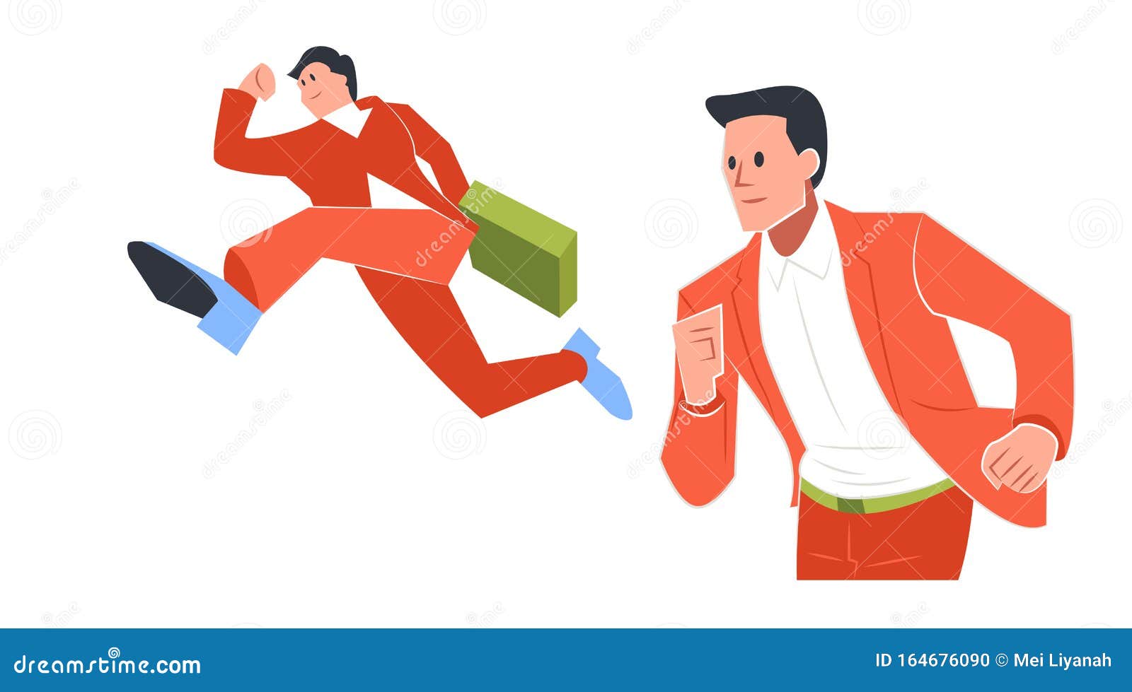 Illustration of a Businessman Pose Run Towards the Target. Handsome Run ...