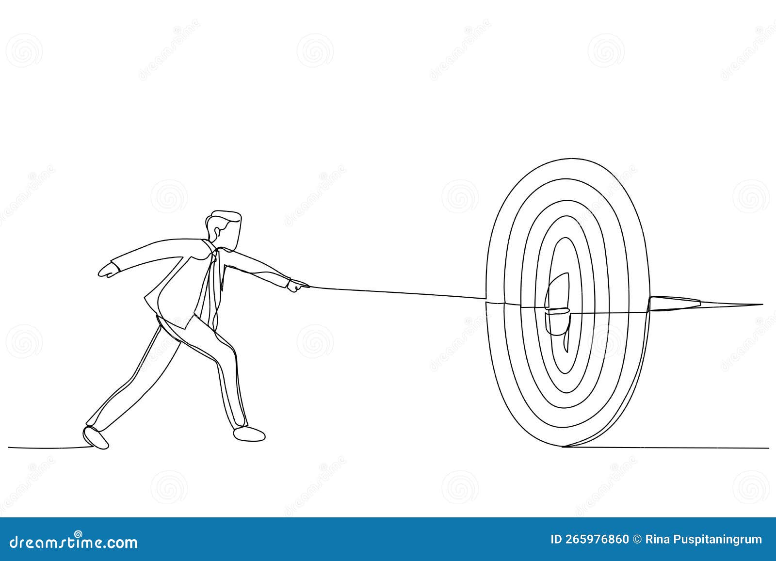 Illustration of Businessman Runs and Throws a Spear at a Target ...