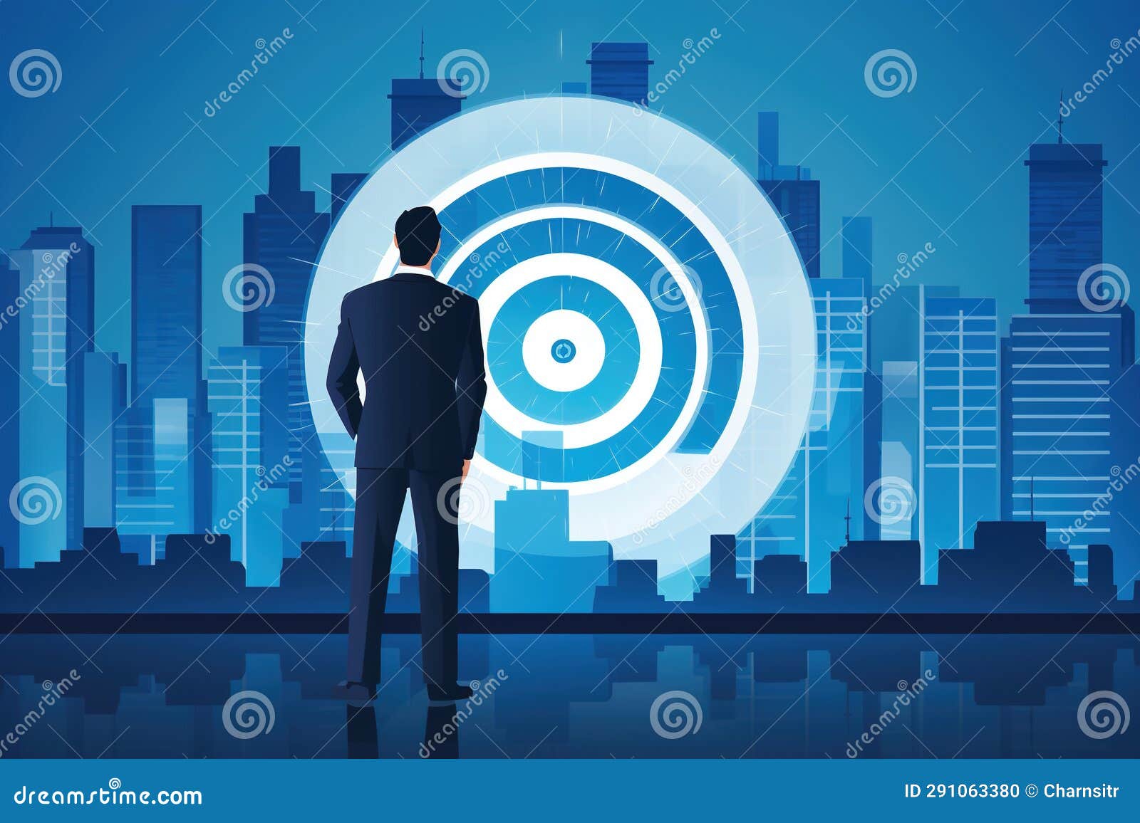 Illustration of Businessman Standing in Front of Target Goal Stock ...