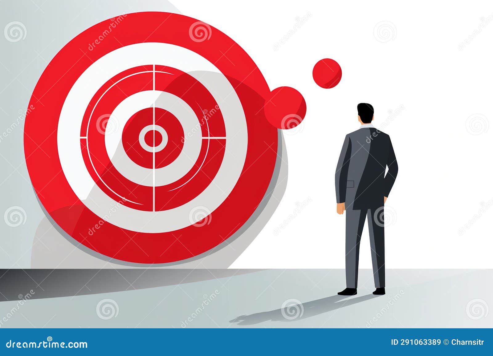 Illustration of Businessman Standing in Front of Target Goal Stock ...