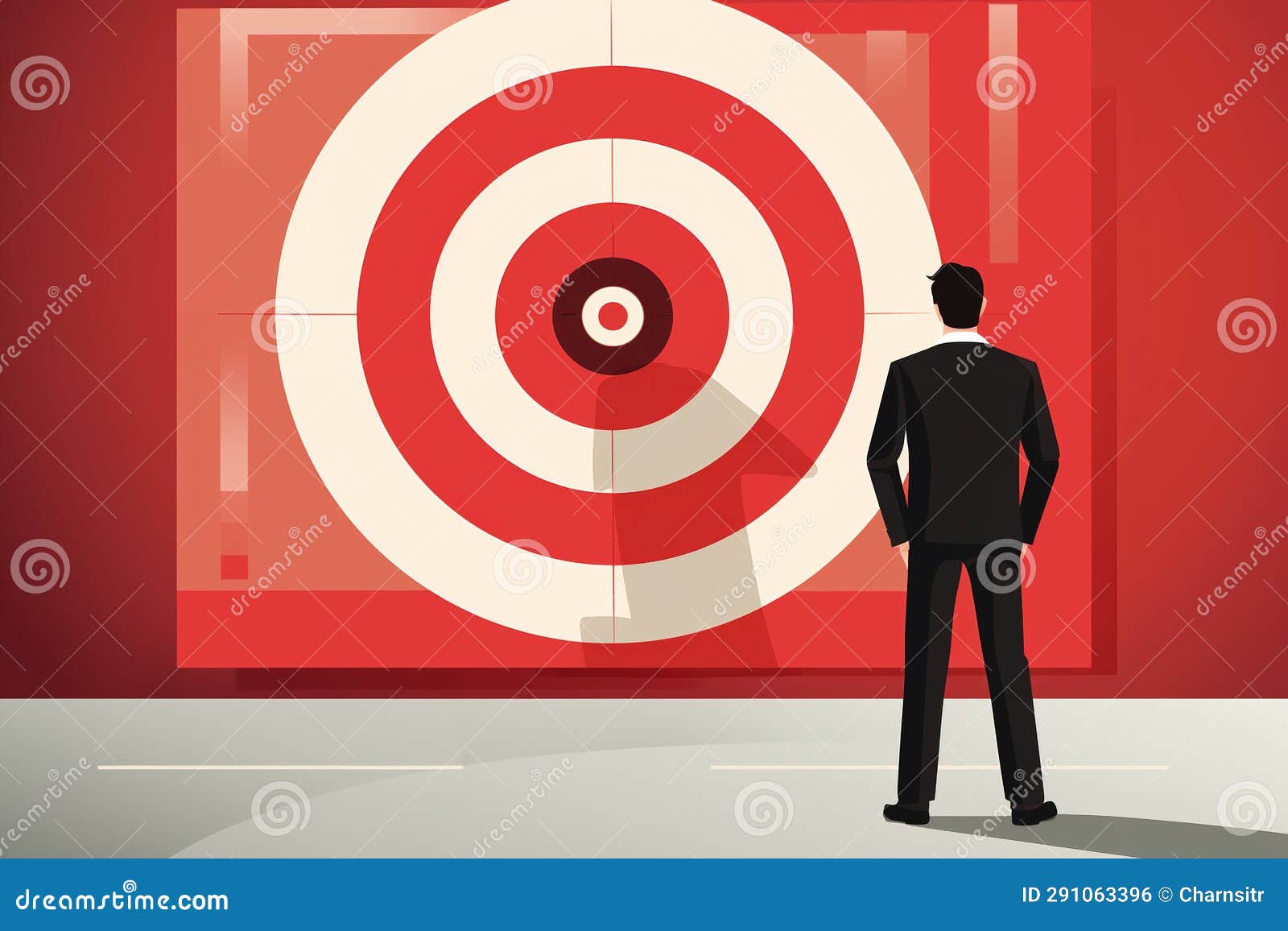Illustration of Businessman Standing in Front of Target Goal Stock ...