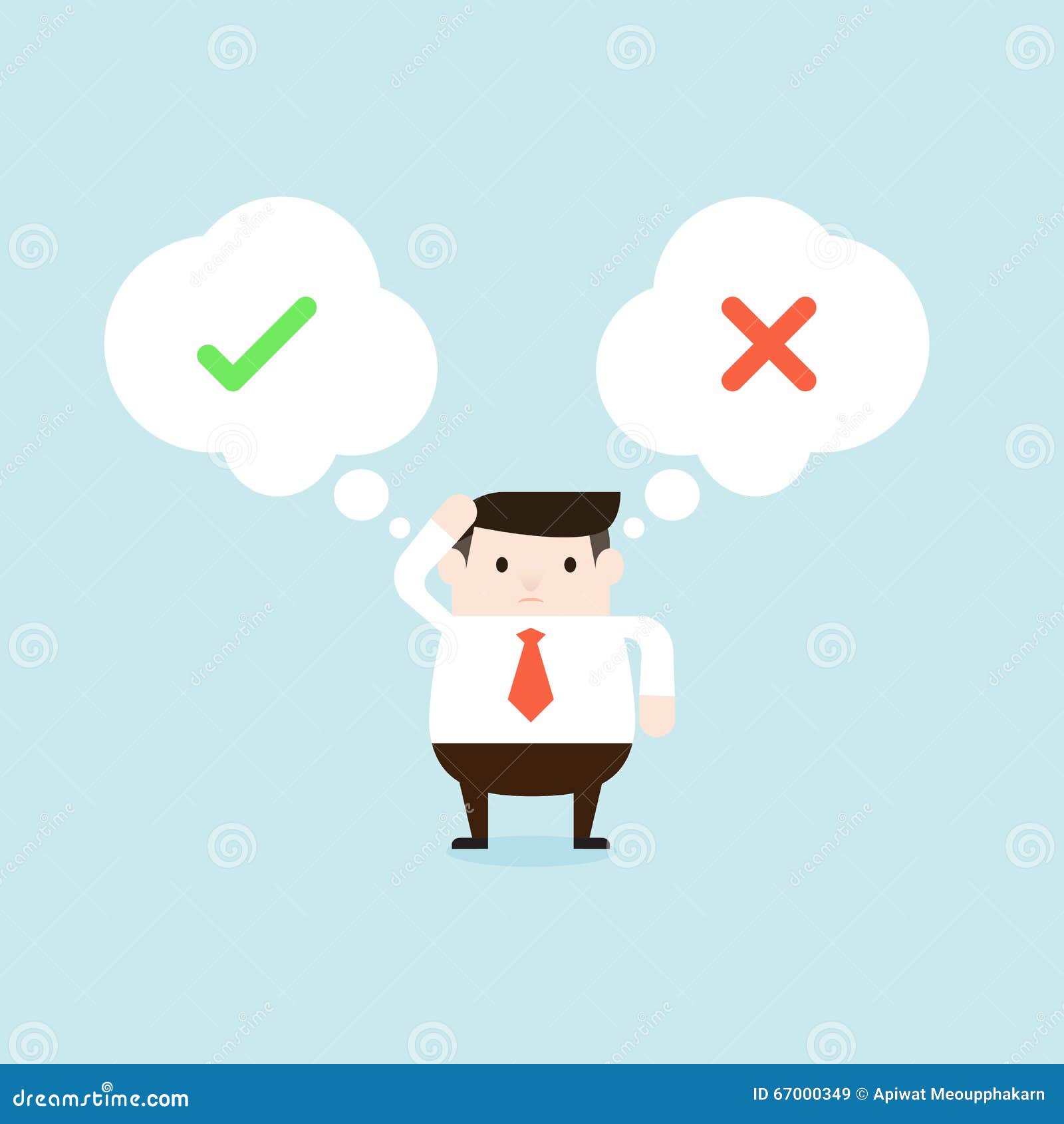 Illustration of Businessman is Thinking Wrong and Right Sign Stock ...