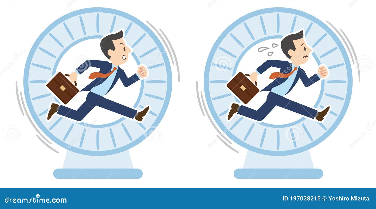 Illustration of a Businessman Who Keeps Running in the Wheel Stock ...