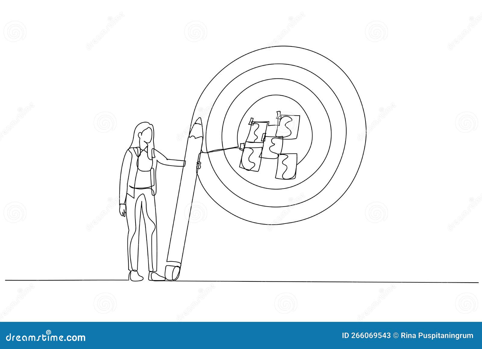 Illustration of Businesswoman Write Down Goal on Notes and Put on Big ...