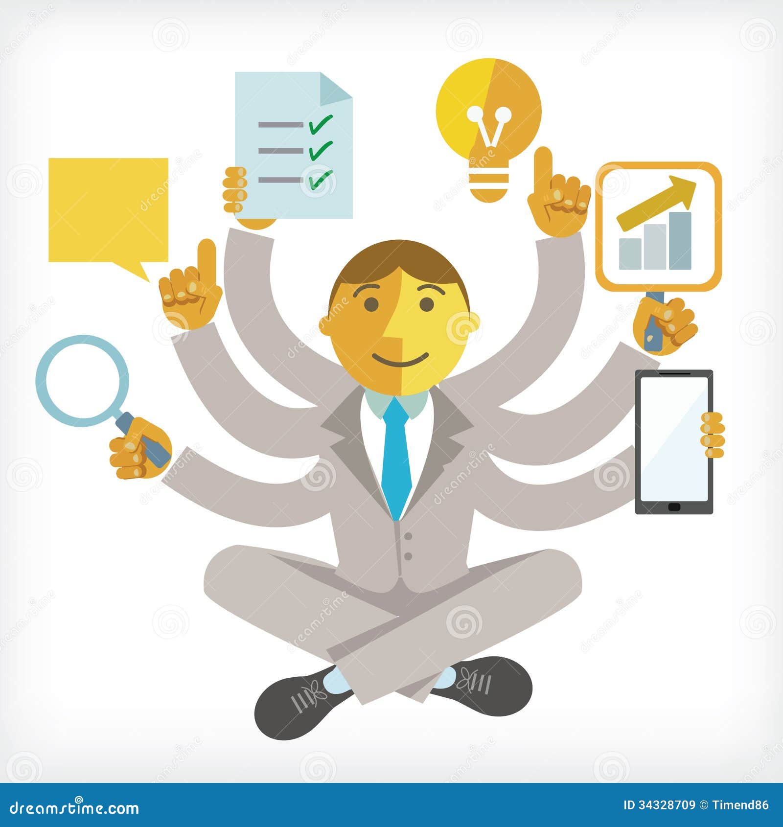Illustration of Busy Businessman Stock Vector - Illustration of touch ...